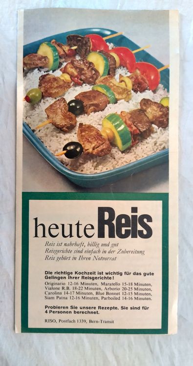 Heute Reis / Rezept-Folder von Riso Bern / ±60er Jahre (Gebraucht) in Bellach für CHF 4 – mit ...