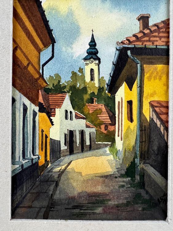 Strassenszene Aquarell Unleserlich Signiert | Kaufen auf Ricardo