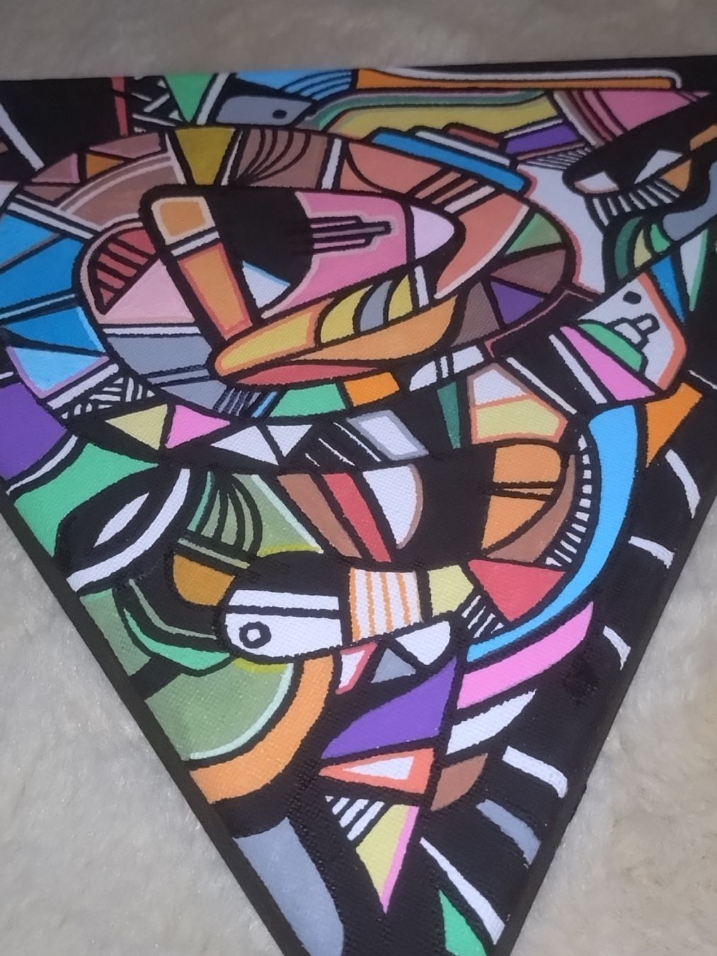 Tableau triangulaire abstrait, artiste TOAST 2016 Doodle (Neuf (Voir ...