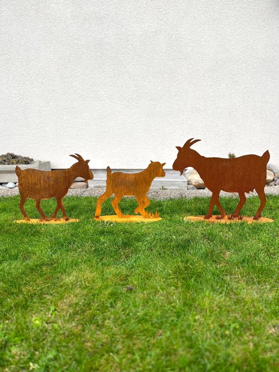 Edelrost Ziege, Rostdeko Geiss, Gartendeko, Ziege aus Blech (Neu ...