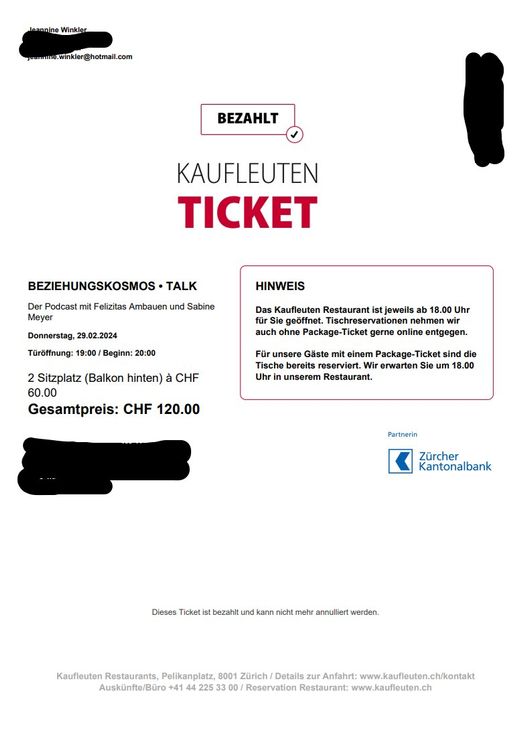 2x Beziehungskosmos Talk 29.2.24 im Kaufleuten | Kaufen auf Ricardo 2x Beziehungskosmos Talk 29.2.24 im Kaufleuten | Kaufen auf Ricardo