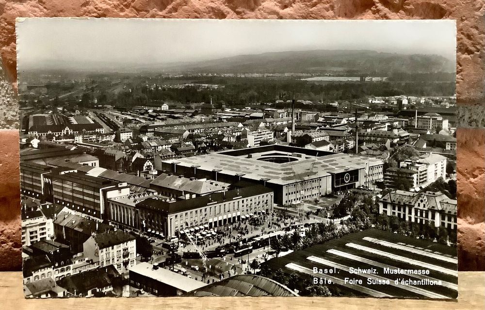 Alte Foto AK - Fliegeraufnahme Basel - Schweiz. Mustermesse (Gebraucht) in Root für CHF 1 – mit ...