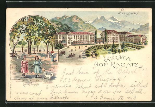 Litho Luzern, Grand Hotel Hof Ragatz, La (Antik) in für CHF 9 – mit ...