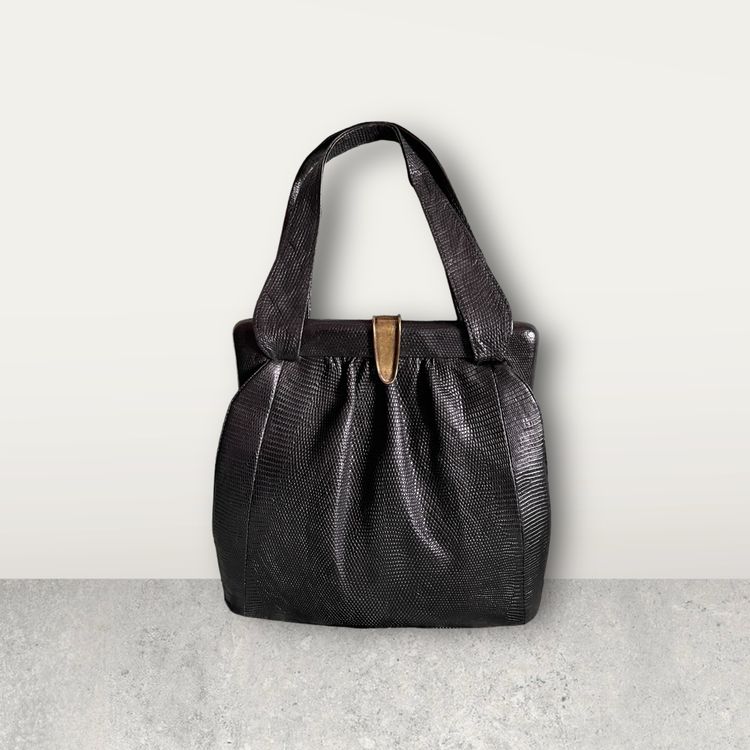 Art Deco Vintage 1940s Black Lizard Leather Handbag | Kaufen auf Ricardo