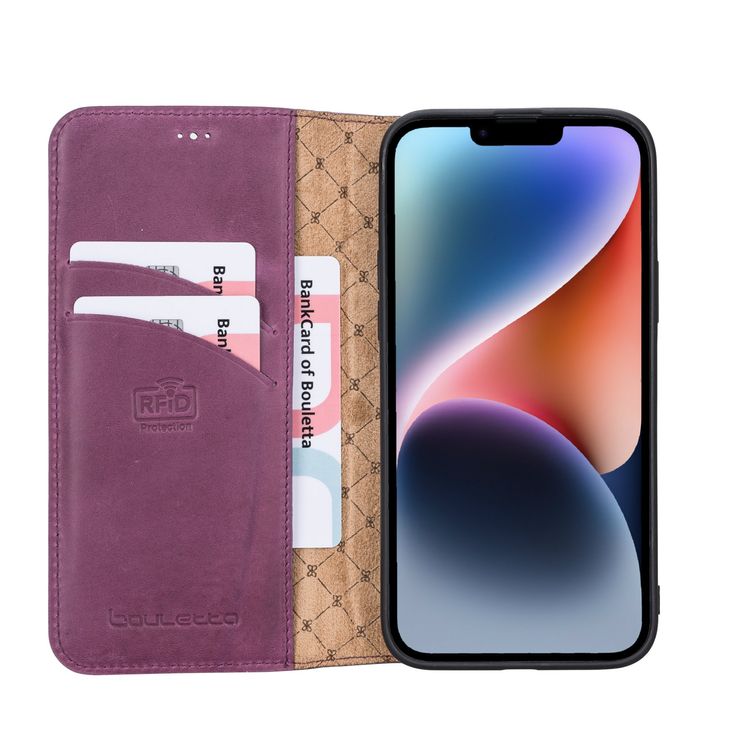 iPhone 13 Bouletta Brooks Echt Leder Slim Etui Lila (Neu und ...