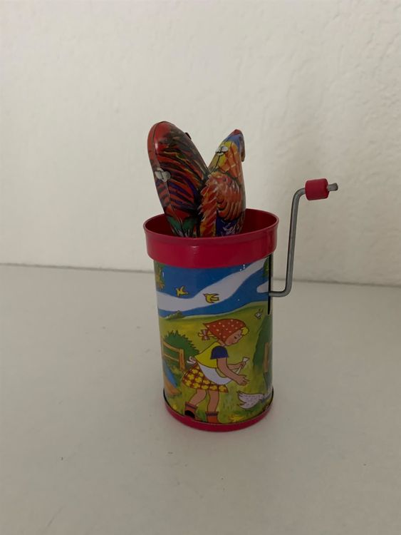 Hahn auf Säule kräht beim drehen der Kurbel neu OVP 183 (Neu und ...