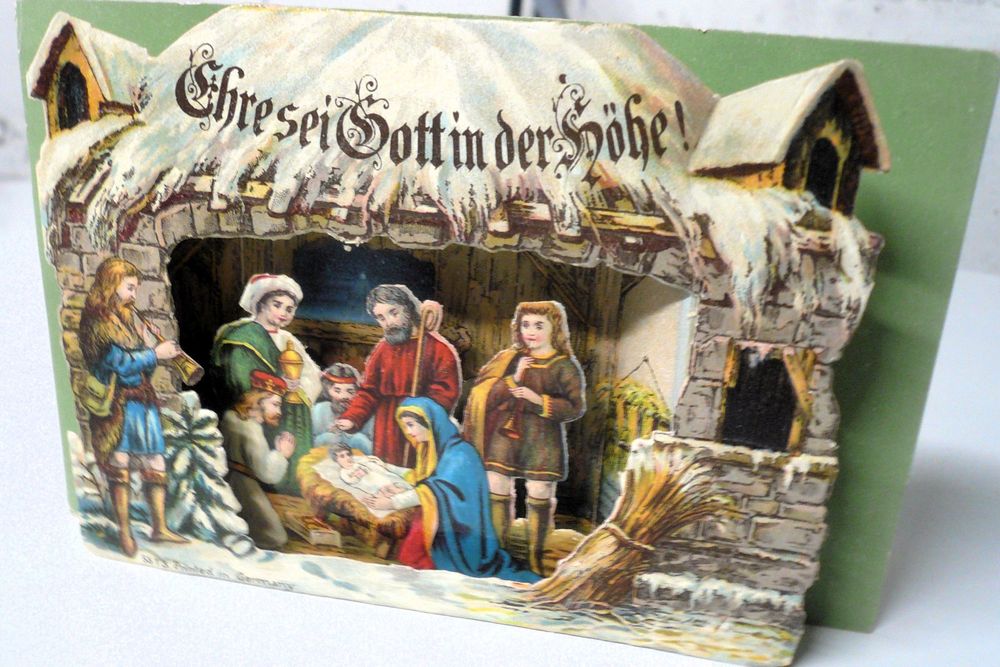 farbige antike AK, WEIHNACHTS-KRIPPE, 3D | Kaufen auf Ricardo