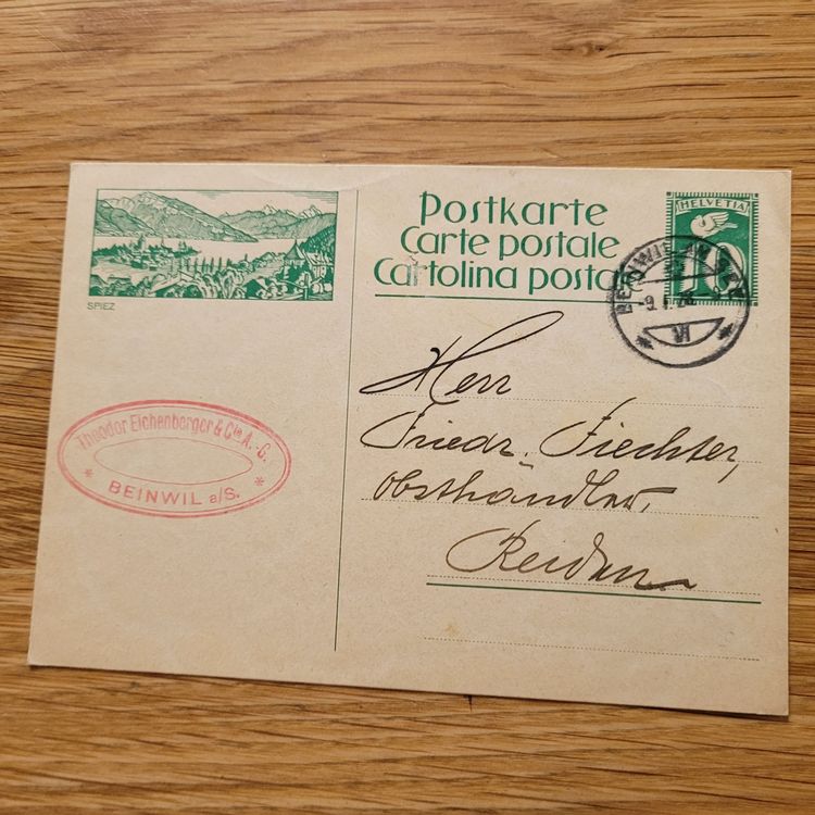 GS Karte Spiez 1928 Beinwil (Gebraucht) in Biel/Bienne für CHF 1 – mit Lieferung auf Ricardo kaufen