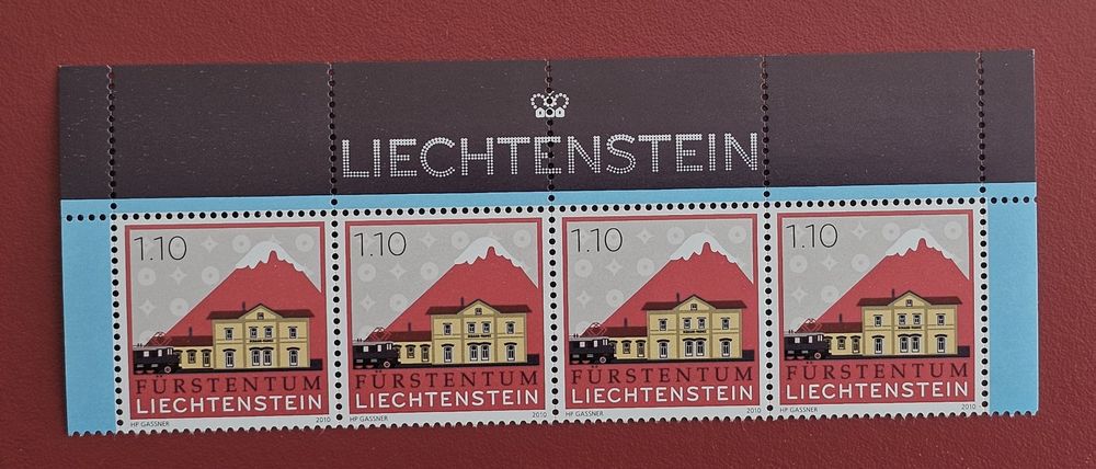 LIECHTENSTEIN BAHNHOF SCHAAN VADUZ 1515 VIERERSTREIFEN 2010 (Neu ...
