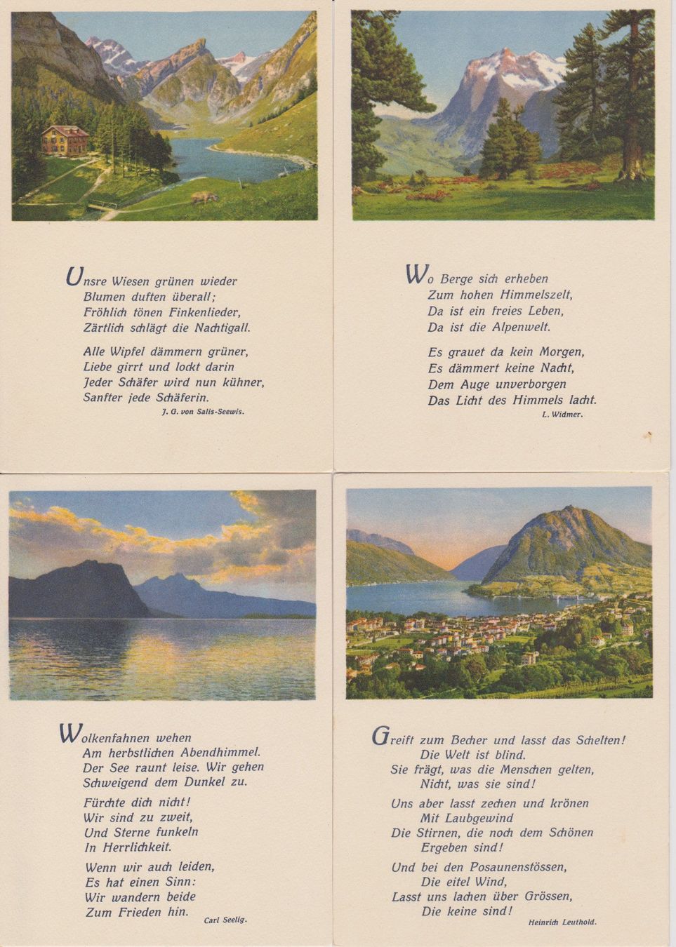 12 AK Schweizer Landschaften/Gebiete mit Dichter-Vers, ungel (Gebraucht ...
