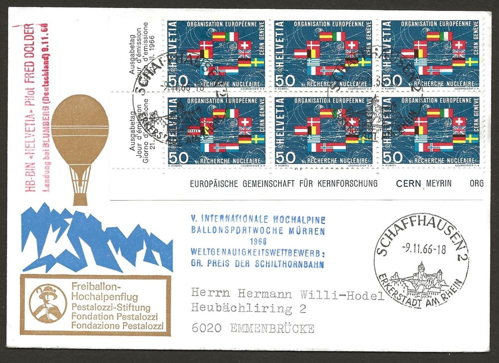 Ballon Flugpost Schweiz 1966 MÜRREN Luftpost (Gebraucht) in Au ZH für CHF 2 – mit Lieferung auf ...