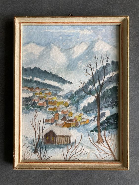 Gemälde Aquarell Winterlandschaft nicht signiert | Kaufen auf Ricardo