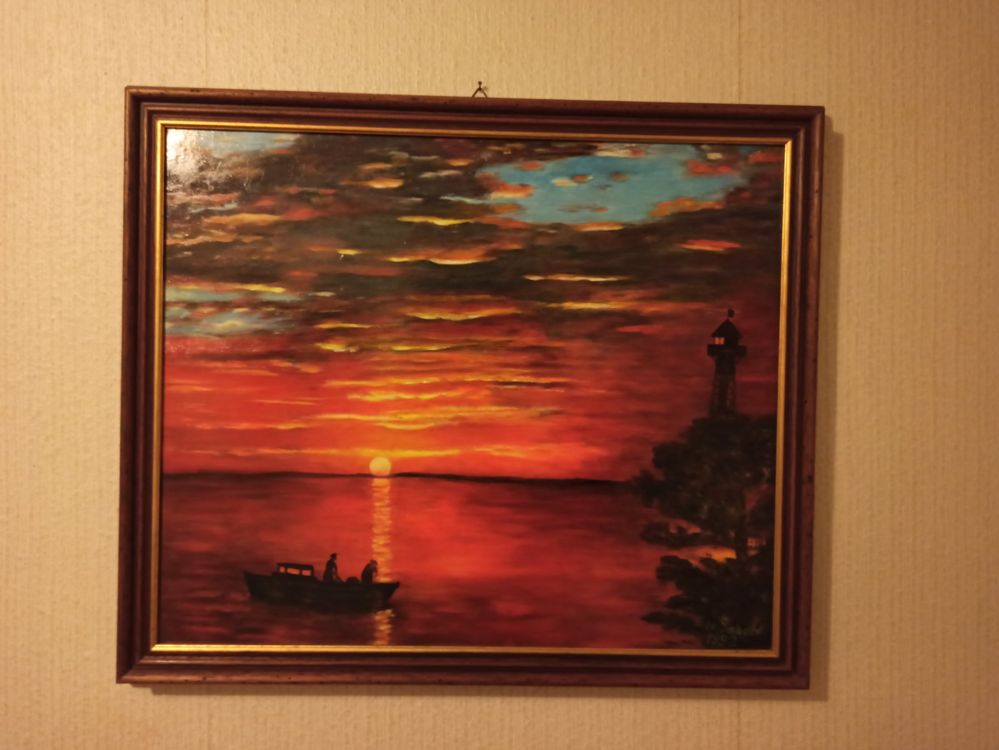 Ölbild, Abendst. Rahmen Aussenk. 68/58cm von H. Jakob | Kaufen auf Ricardo