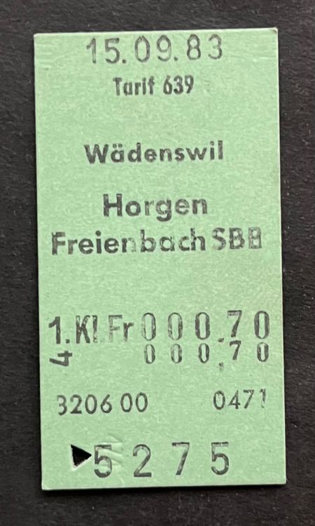 Wädenswil Horgen Freienbach SBB/ 1.Klasse/ 1983 (Gebraucht) in Wabern für CHF 3.5 – mit ...