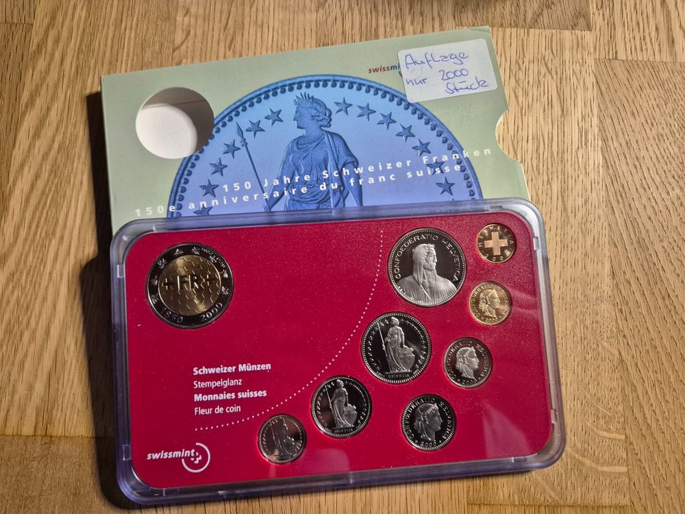Schweizer Münzen-Set 150 Jahre Franken, Auflage 2000 Stk. (Gebraucht) in Mels für CHF 290 – mit ...