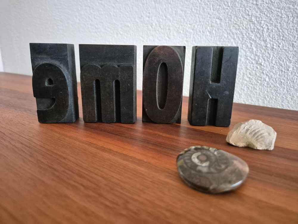 HOME Holzbuchstaben Vintage aus Druckerei Lettern 7 cm (Gebraucht) in ...