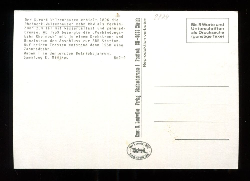 Rheineck-Walzenhausen Bahn | Kaufen auf Ricardo