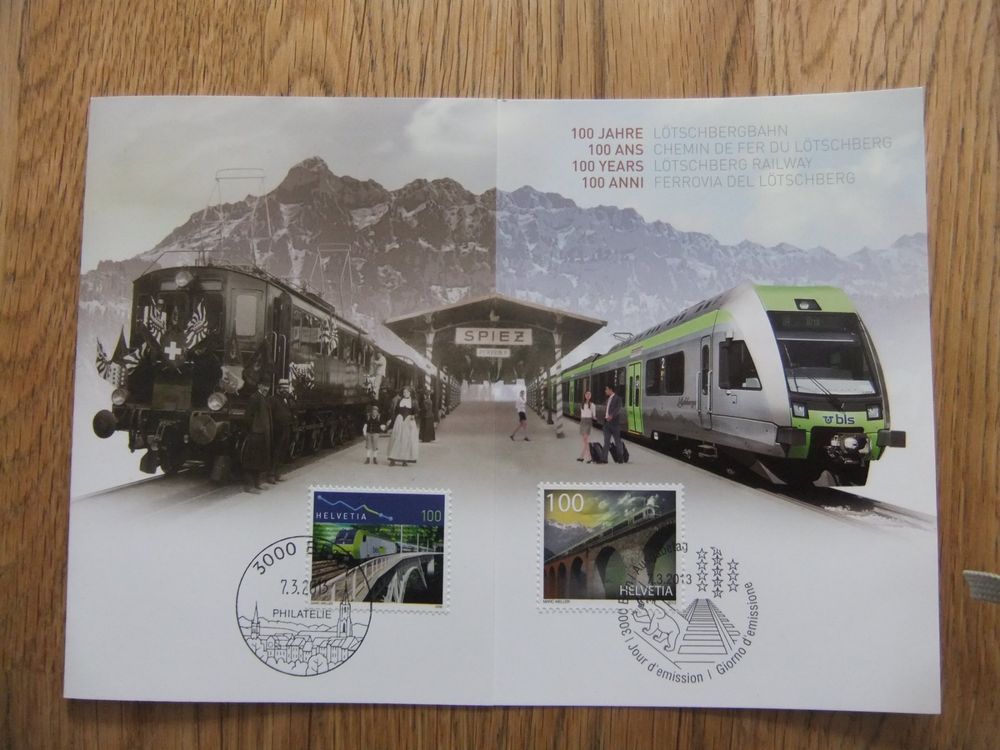 100 Jahre Lötschbergbahn Klappkarte 7.3.2013 (Gebraucht) in St. Niklaus VS für CHF 5 – mit ...