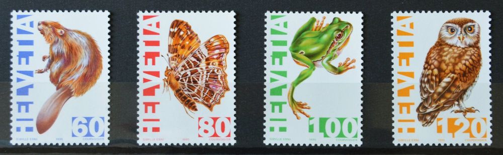 Briefmarken Schweiz: Satz bedrohte Tiere 1995, postfrisch | Kaufen auf Ricardo
