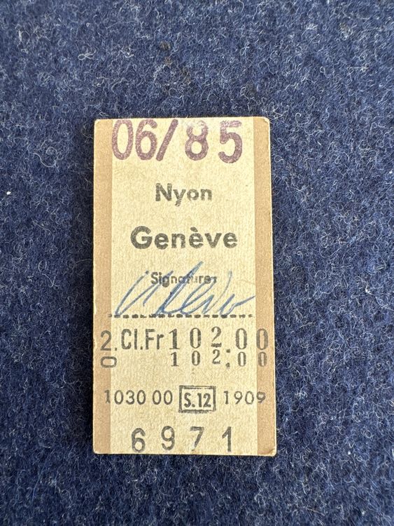Ticket CFF Nyon-Genève 1985 Billet SBB (D'occasion) à GRAND - LANCY ...
