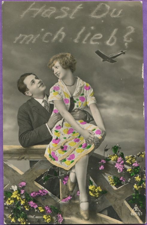 AK Kitsch Liebe, hast du mich lieb? Flugzeug,handcoloriert (Gebraucht ...