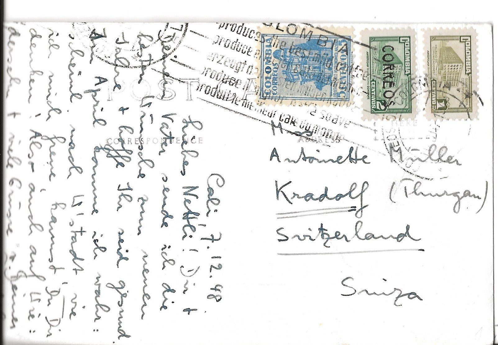 rare Destination Cali, Kolumbien nach Kradolf TG, 1948 (Gebraucht) in ...