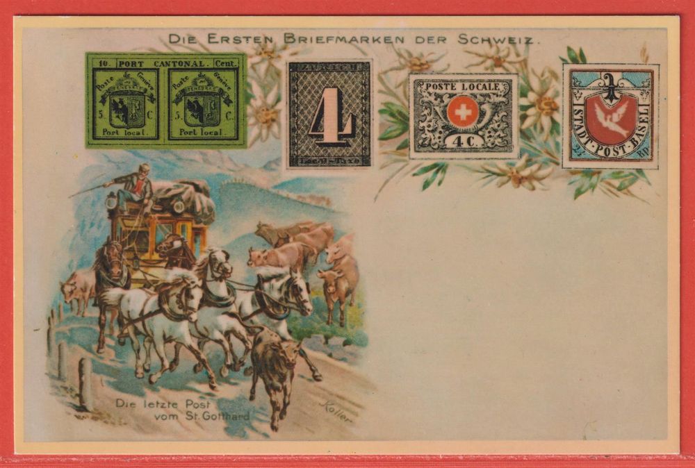 Postkarte 'erste Briefmarken Schweiz' (Antik) in Sarmenstorf für CHF 2 – mit Lieferung auf ...