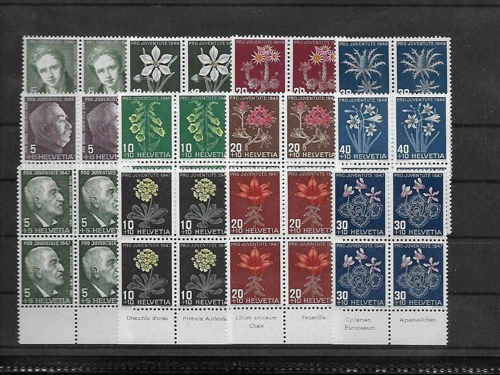 PJ ** Viererbl.1946-1948 /1947 mit Tab Kat: CHF 112.- | Kaufen auf Ricardo