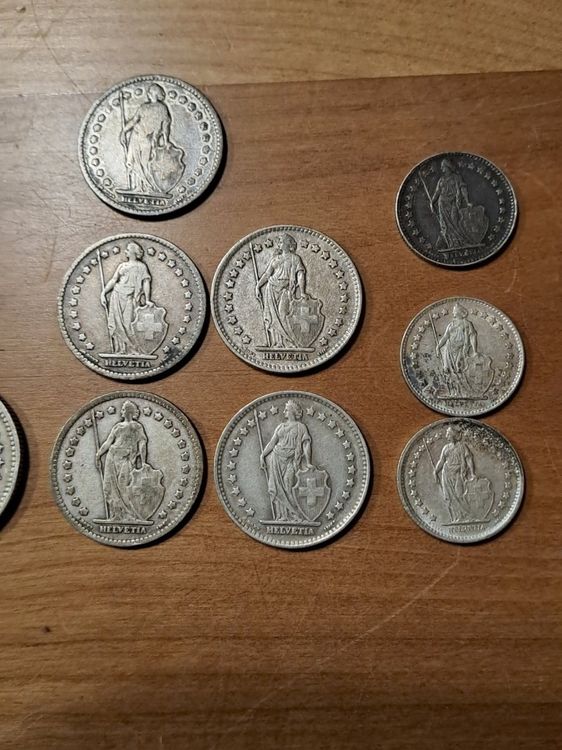 13 Schweizer MÜNZEN Silber 5Fr. 2 Fr. 1Fr. 50Rappen | Kaufen auf Ricardo