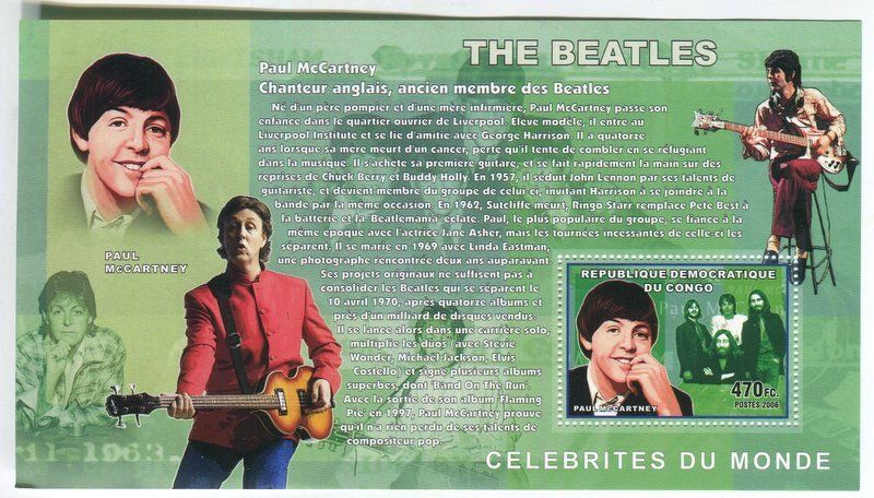 Block "The Beatles. Paul McCartney". Kongo. (Neu und originalverpackt ...