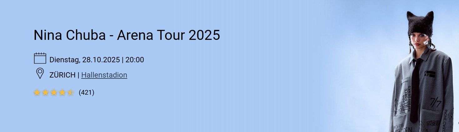 1- 3 × Tickets Nina Chuba Hallenstadion Zürich, Kat. 1 (3x) (Neu und ...