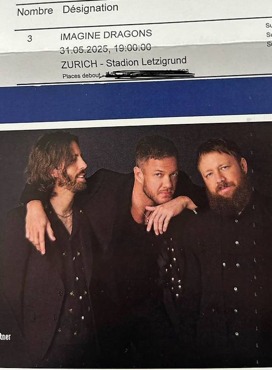 1 billet original TICKETCORNER pour Imagine Dragons 31.05. (Neu (gemäss ...
