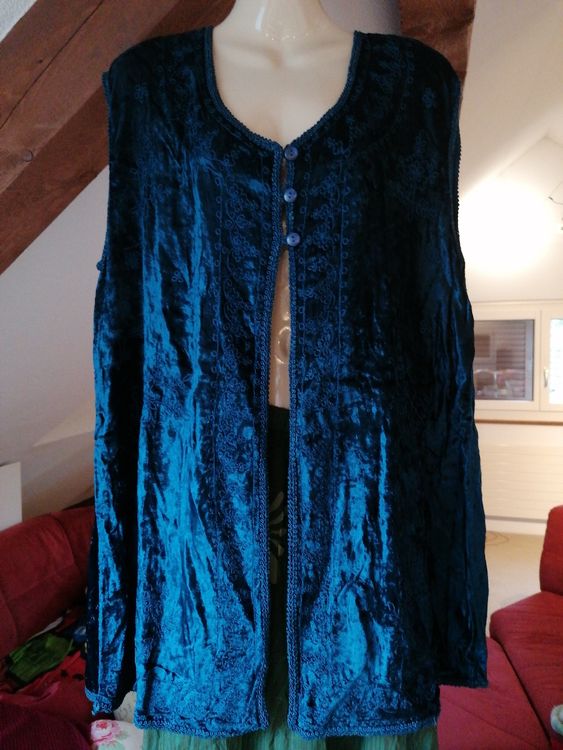 Kurzarmgilet lang, samtig, Stickereien/ Boom Baba / Neu/ | Kaufen auf ...