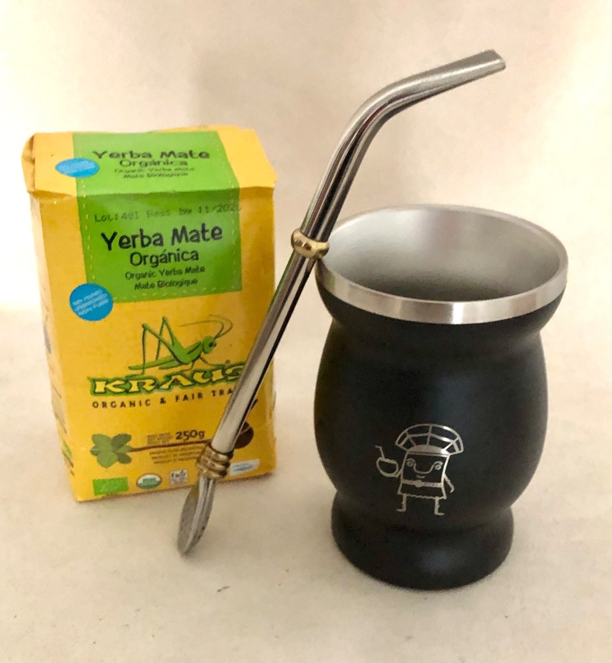 Yerba Mate Kraus 250g, Edelstahl Becher und Bombilla (Neu und ...