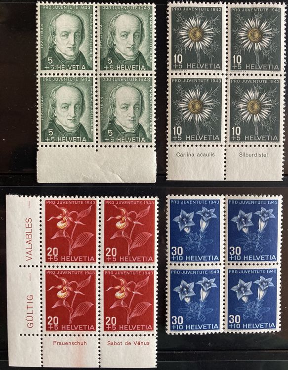 PJ 1943 Viererblock Serie (**), SBK 28 Fr. | Kaufen auf Ricardo