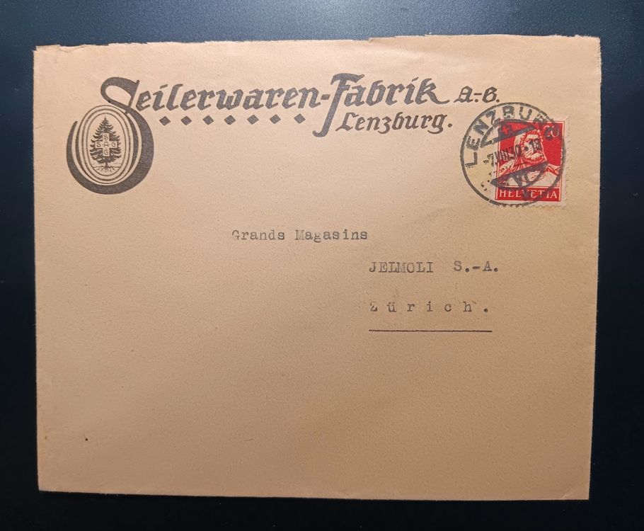 Firmenbrief LENZBURG - ZÜRICH (Jelmoli) 1930 | Kaufen auf Ricardo