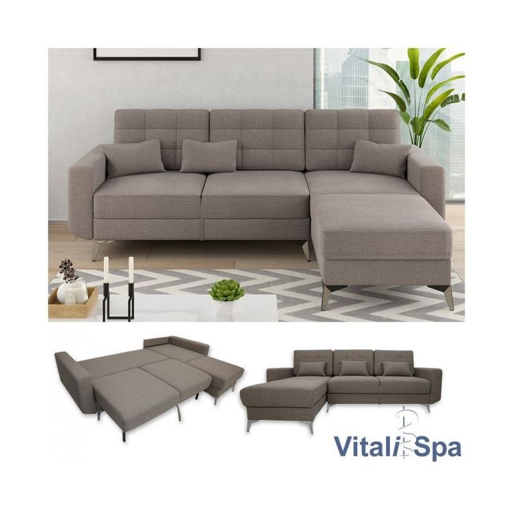 Ecksofa Schlafsofa Boxspringsofa YORK - Braun - Sofa (Neu und ...