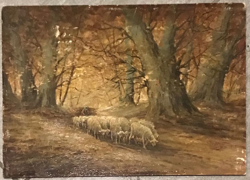 Hirten mit Schafe mit Wald Gemälde Unleserlich Signiert | Kaufen auf Ricardo