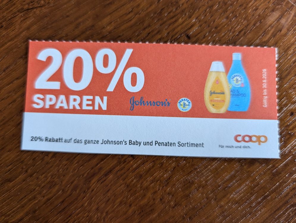 Coop 20% Rabatt Gutschein Johnson's Baby gültig bis 30.06.26 (Neu und originalverpackt) in Bern ...