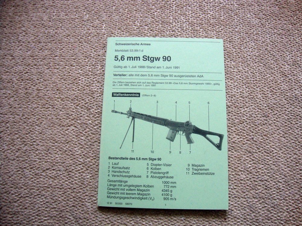 Stgw 90 5,6 mm Merkblatt 53.99/I d (Neu (gemäss Beschreibung)) in ...