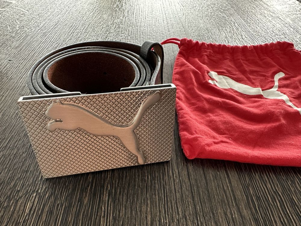 Orig. Puma Ledergürtel - Gürtelschnalle mit Fach für Karten (Gebraucht ...