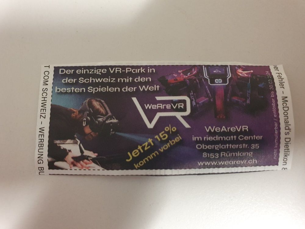 15% WeAreVR Rümlang im riedmatt center bis 30.03.2024 VR | Kaufen auf ...