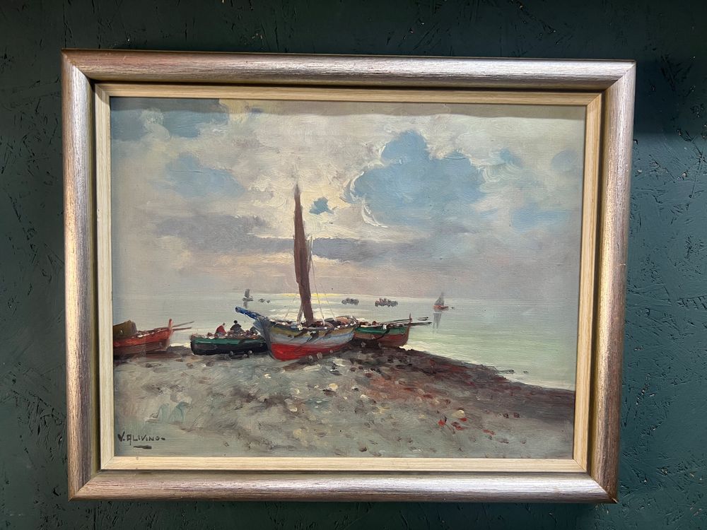 Antike Gemälde Seelandschaft mit Booten und Fischer Signiert (Gebraucht) in schaffhausen für CHF ...