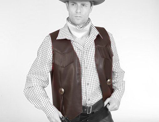 Cowboy Weste Gr. 48 / 50 Western-Gilet Lederoptik braun | Kaufen auf ...
