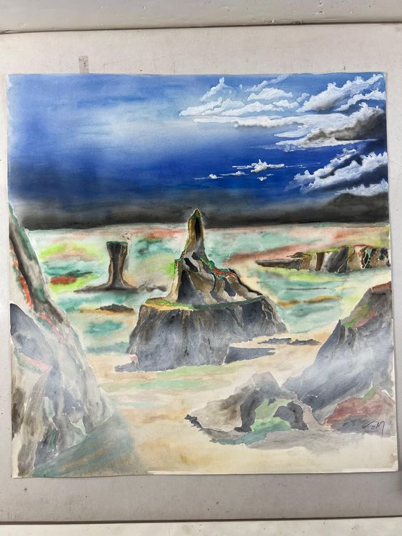 Aquarell Landschaft Felsen Meer Küste Unikat Handsigniert (Gebraucht) in Neuhausen am Rheinfall ...