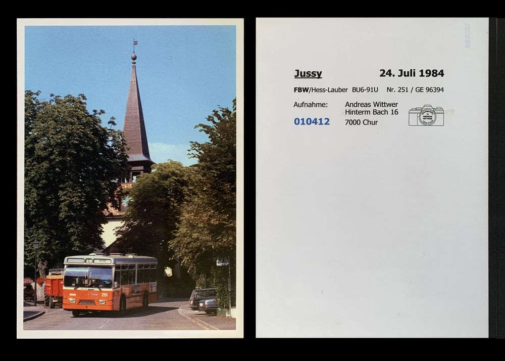 Jussy Genève TPG Autobus FBW Hess BU6-91U Foto Ausdruck A5 (Neu (gemäss ...