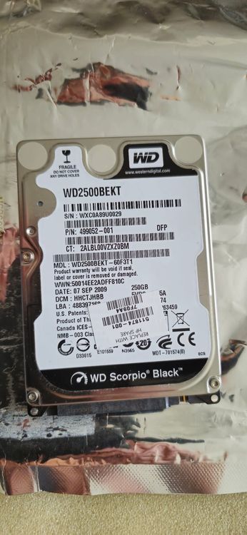 **HD WD 2,5" / 250GB / SATA II-300 / 7200rpm / Fehlerfrei** (Gebraucht) in Uster für CHF 5 – nur ...