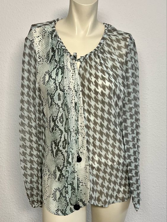 👚 René Lezard Seidenbluse Gr. 34, Hahnentritt & Schlange 👚 (Gebraucht ...