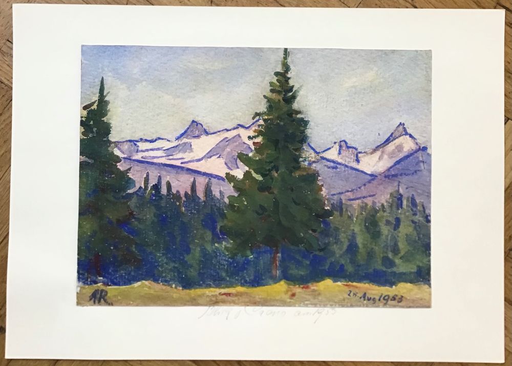 Engadiner Landschaft Aquarell Monogrammiert Datiert | Kaufen auf Ricardo
