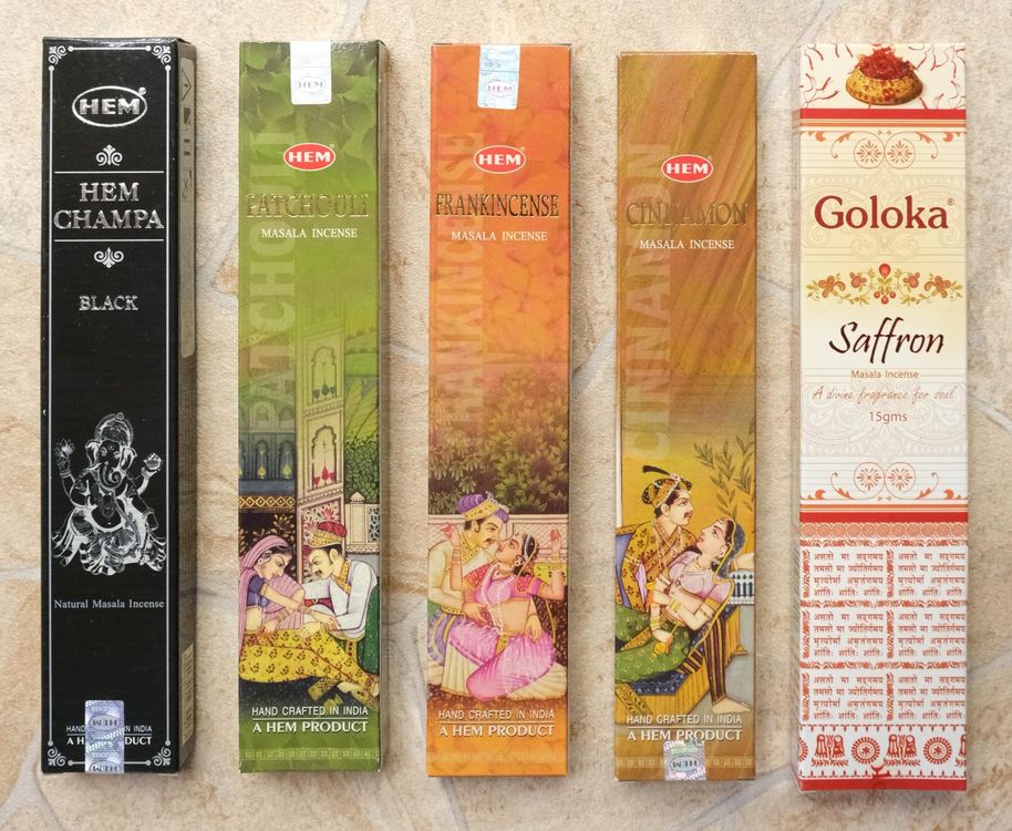 5 Pack Räucherstäbchen HEM und Goloka, Patchouli Weihrauch (Neu (gemäss ...